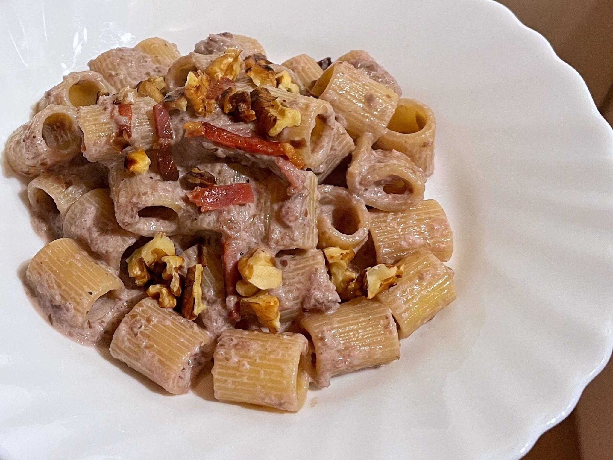 Pasta with Radicchio Cream, Speck and Walnuts - Feasting on Italy