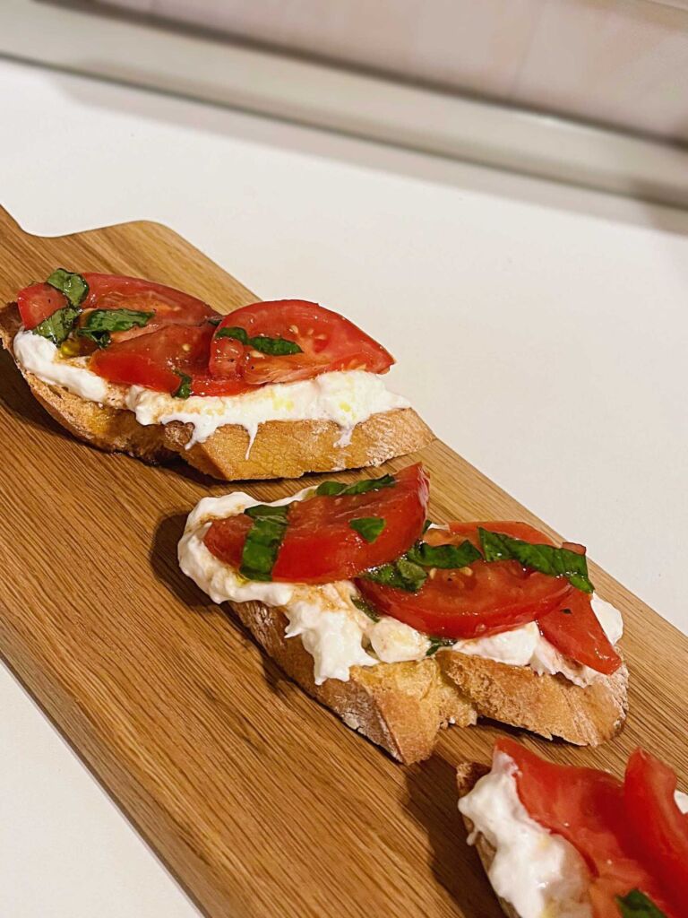 Tomato and Burrata Bruschetta - Feasting on Italy
